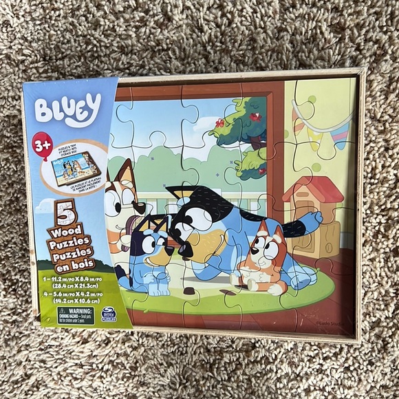 Bluey | Toys | Bnwt Bluey 5 Wooden Puzzle Set In Puzzle Tray | Poshmark